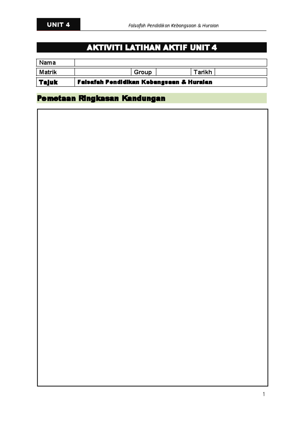 ( Latihan Modul UNIT 4) - this note is good - AKTIVITI LATIHAN AKTIF UNIT 4 Nama Matrik Group ...