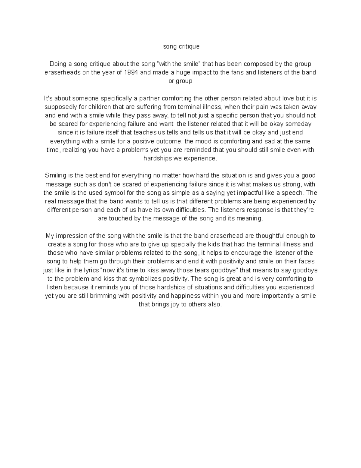 Song%20critique - Summary Highway Engineering - song critique Doing a ...