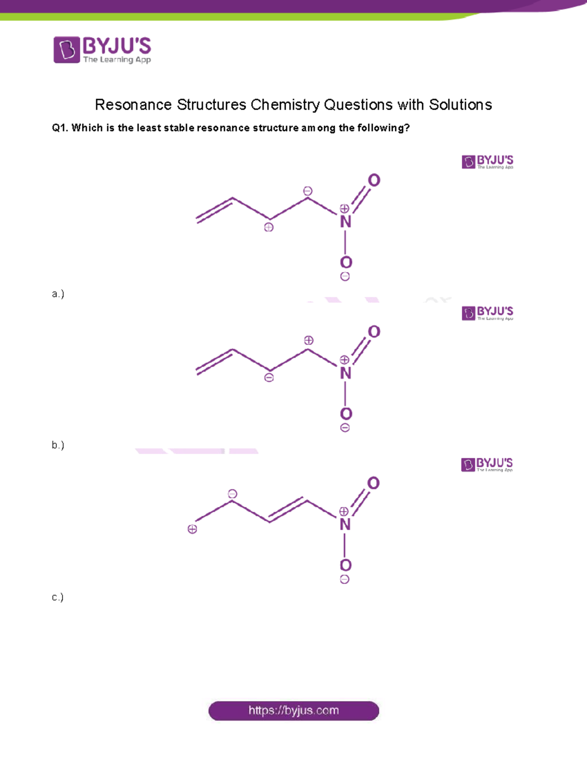 Resonance-Structures-Questions - Resonance Structures Chemistry Questions with Solutions Q1 ...