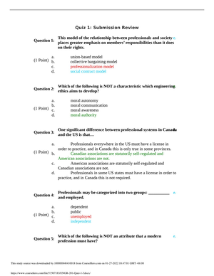 ENGR 201 knowledge quest - Knowledge Quest To exercise judgment and discretion in professional ...