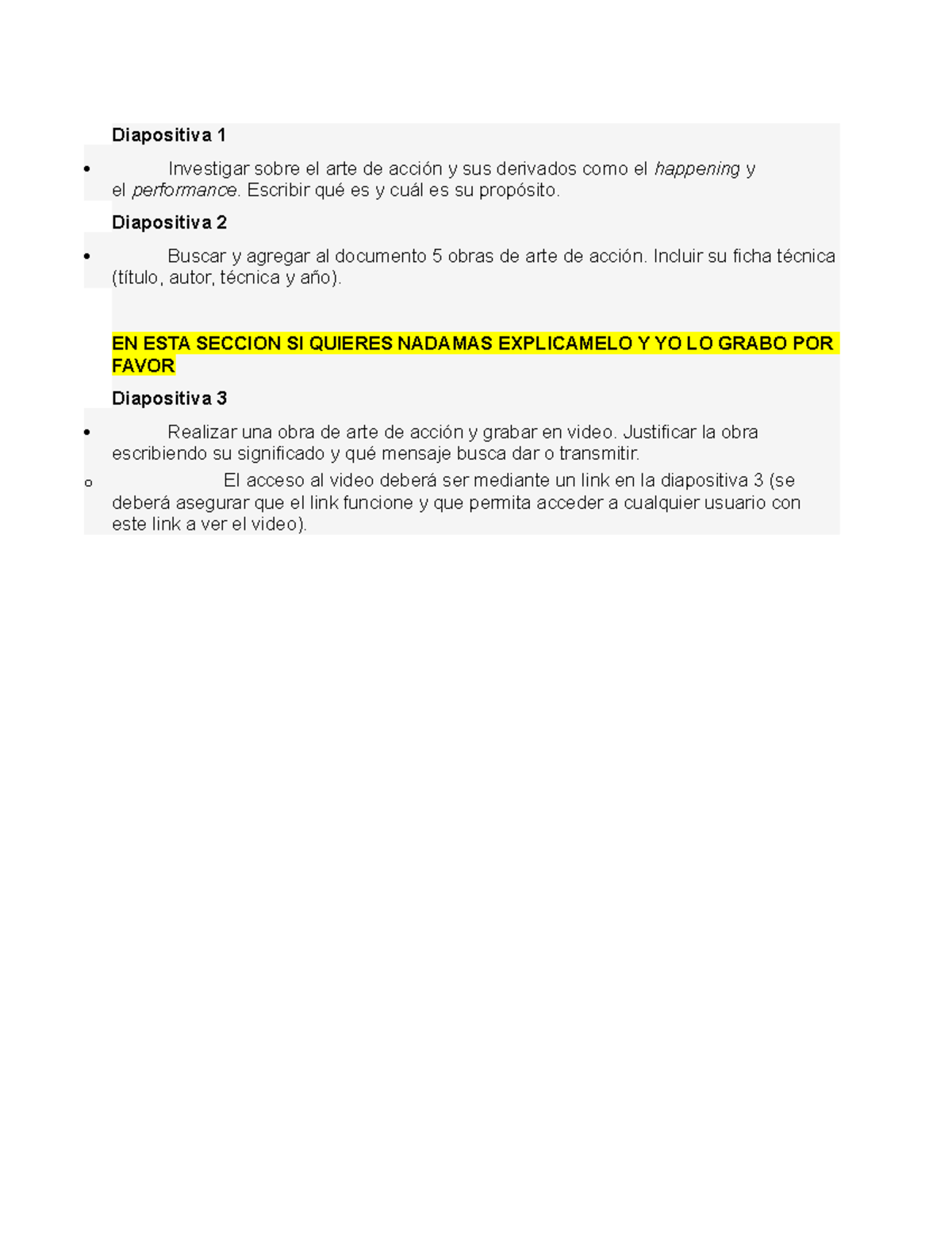 Tarea pato - actividad - Diapositiva 1 Investigar sobre el arte de acción y sus derivados como ...