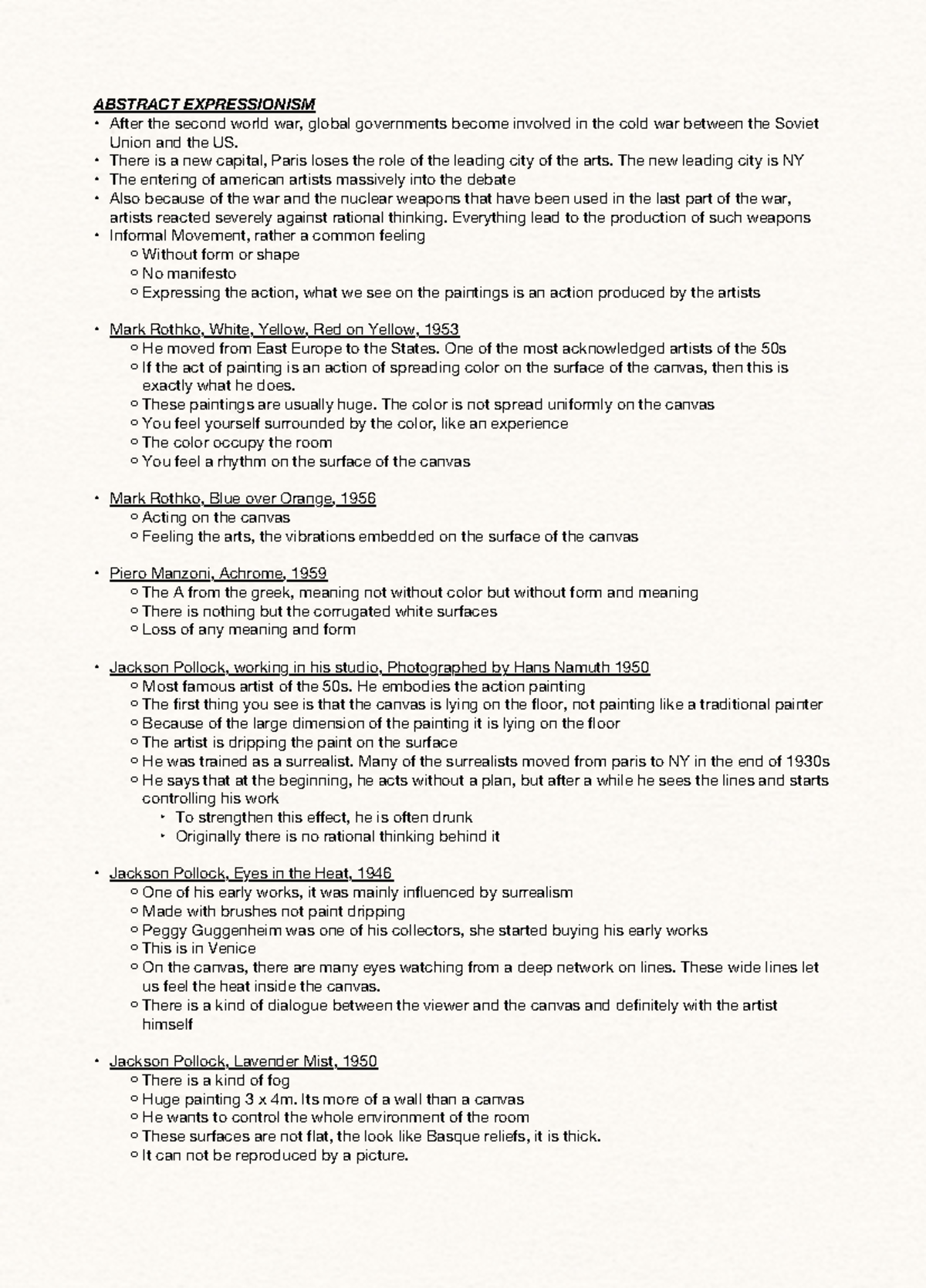 04. Abstract Expressionism, New Dada, Pop Art - ABSTRACT EXPRESSIONISM ...