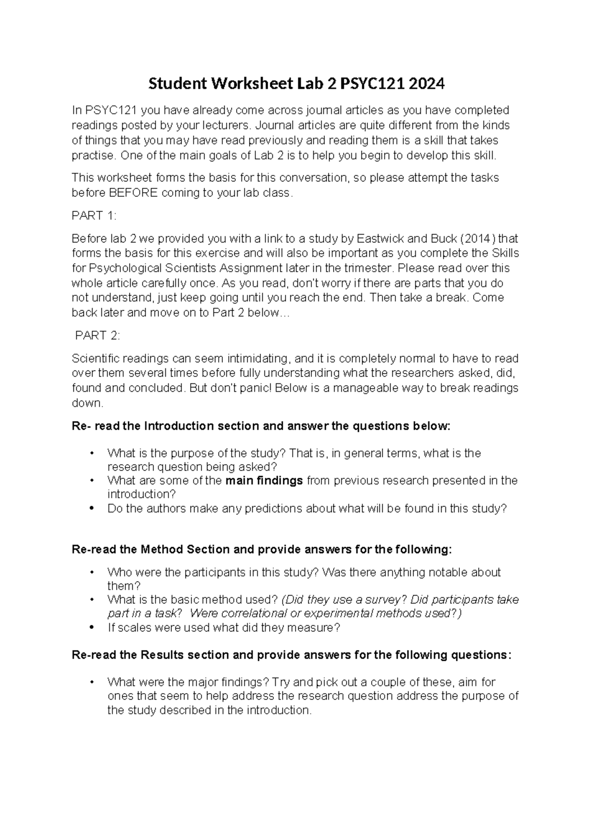 PSYC121 2024 Student worksheet lab 2 - Student Worksheet Lab 2 PSYC121 ...