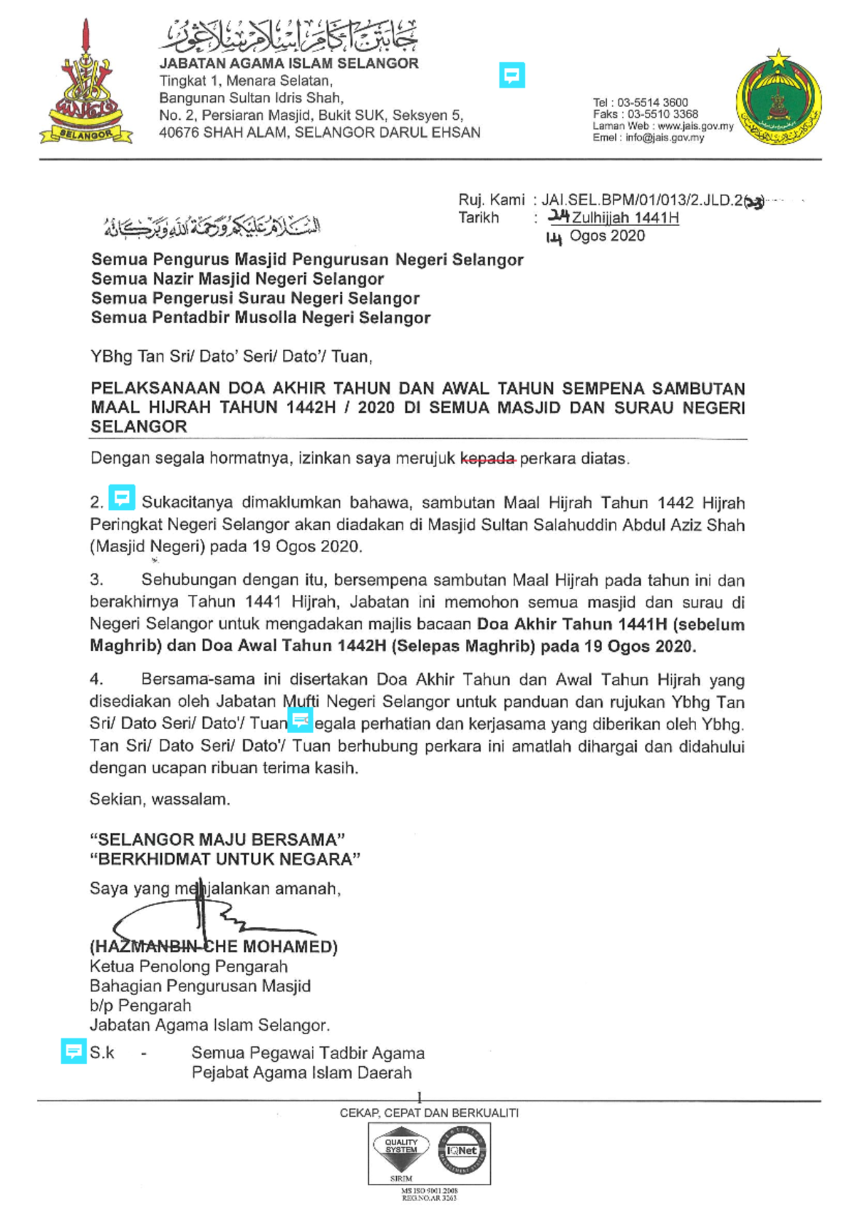 Topik 3 ; Surat Rasmi - Pelaksanaan MAAL Hijrah - Bahasa Melayu ...