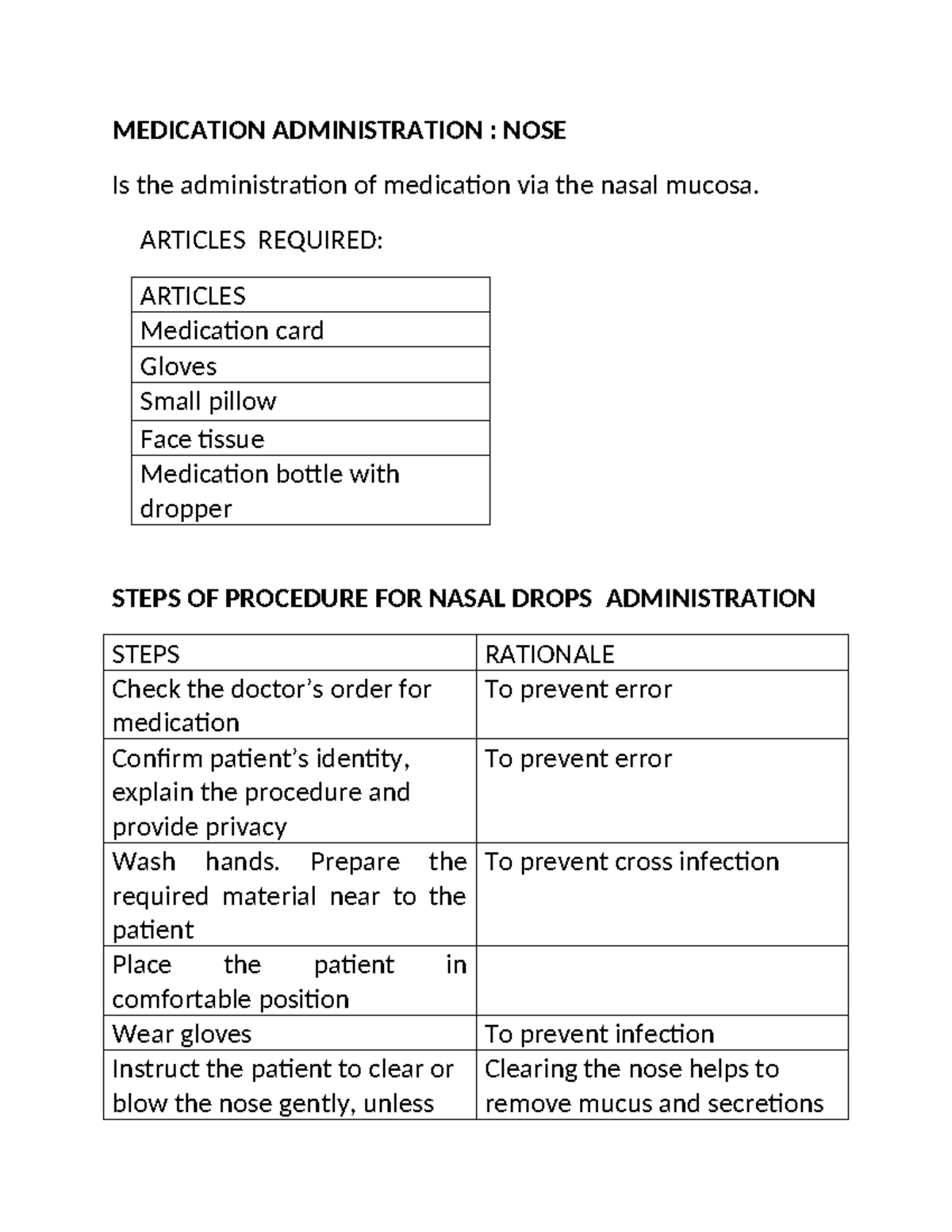 Nasal instillation - MEDICATION ADMINISTRATION : NOSE Is the ...