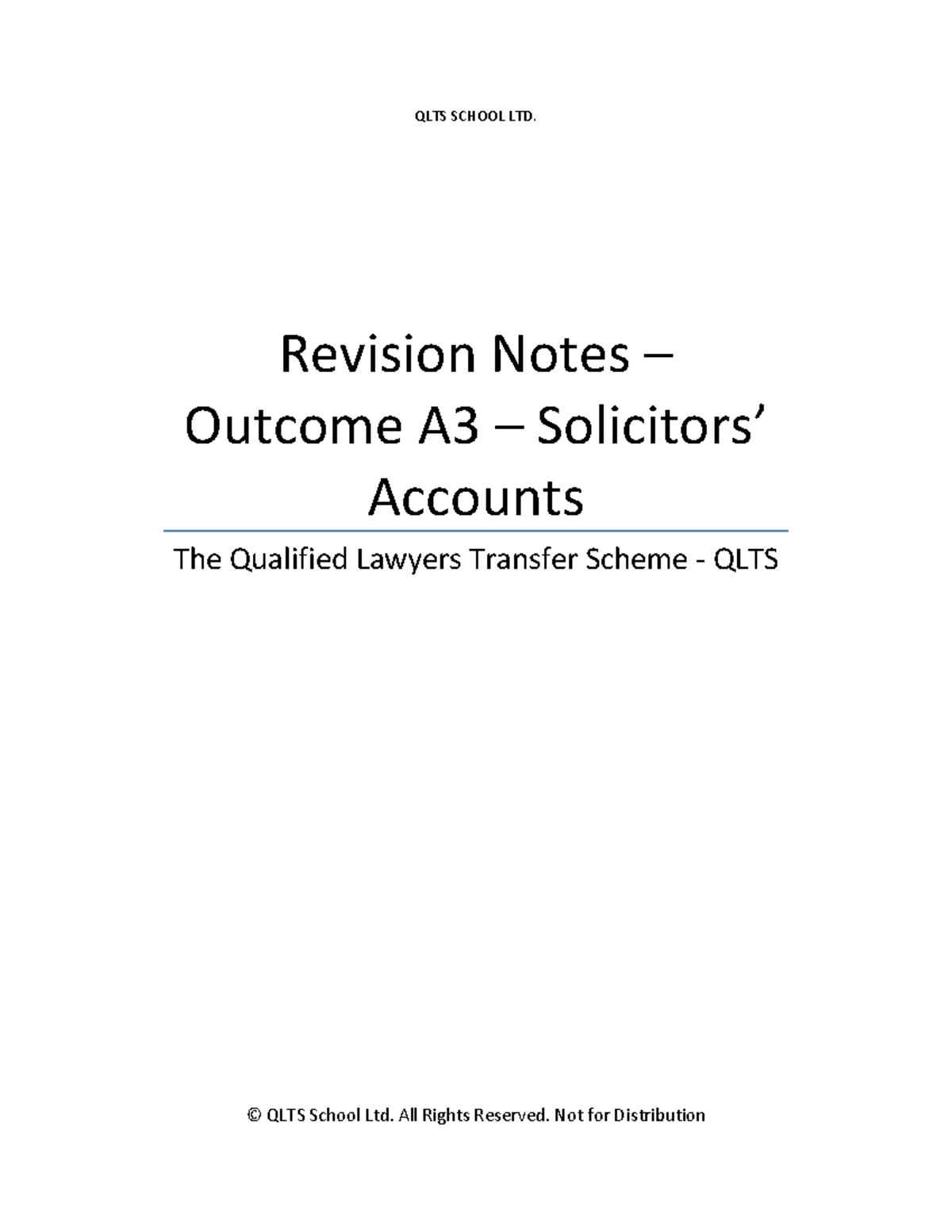 A03 Revision Notes-Solicitors-Accounts - QLTS SCHOOL LTD. Revision ...