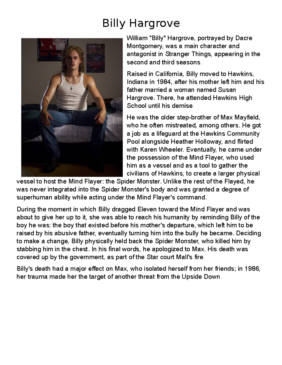 Billy - hehe - Billy Hargrove William "Billy" Hargrove, portrayed by ...