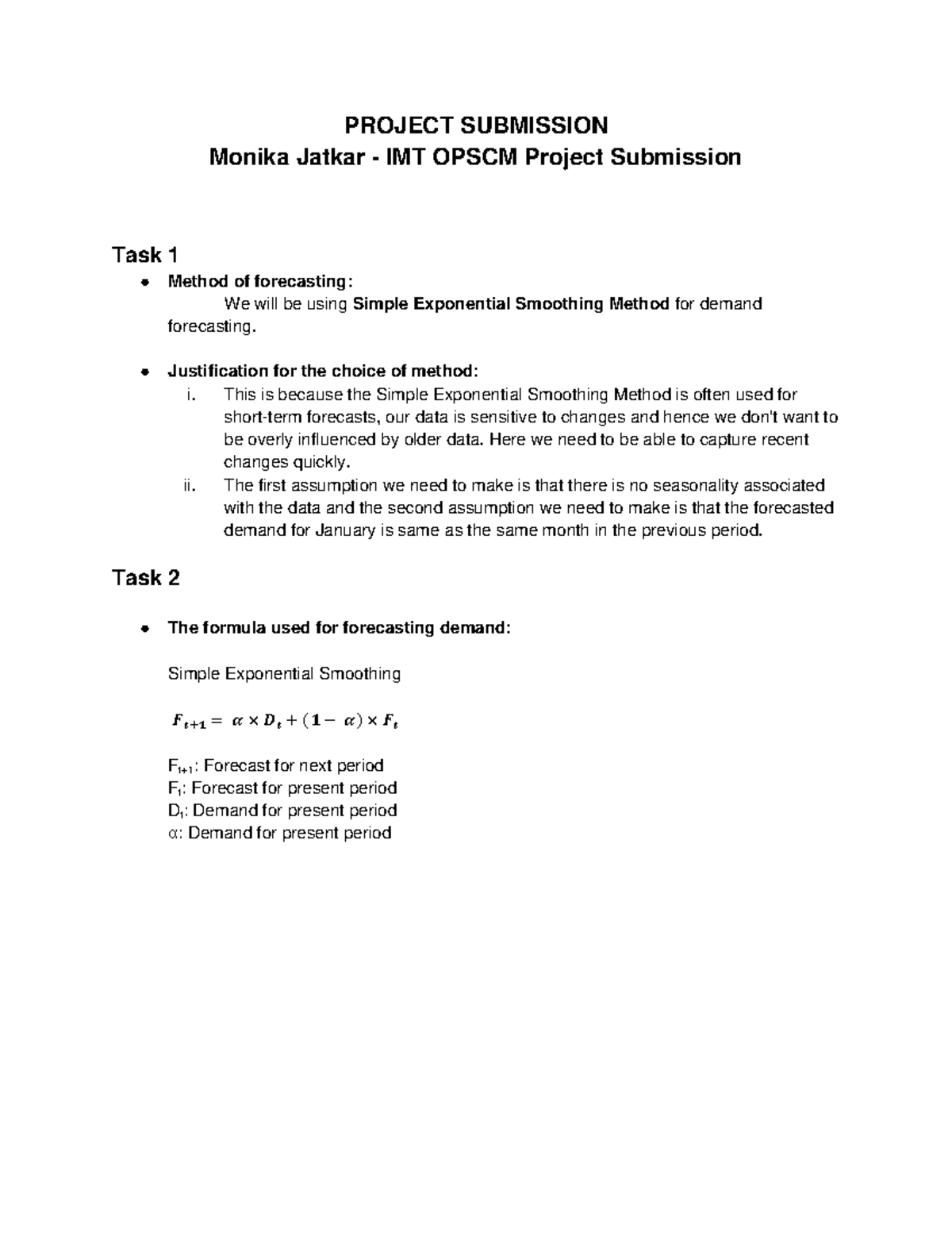 Opscmproject Monika Jatkar - PROJECT SUBMISSION Monika Jatkar - IMT OPSCM Project Submission ...