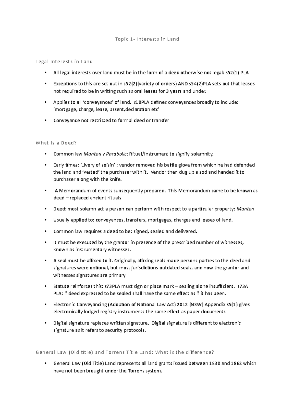 Lecture 1 - Introduction - Topic 1- Interests in Land Legal Interests ...