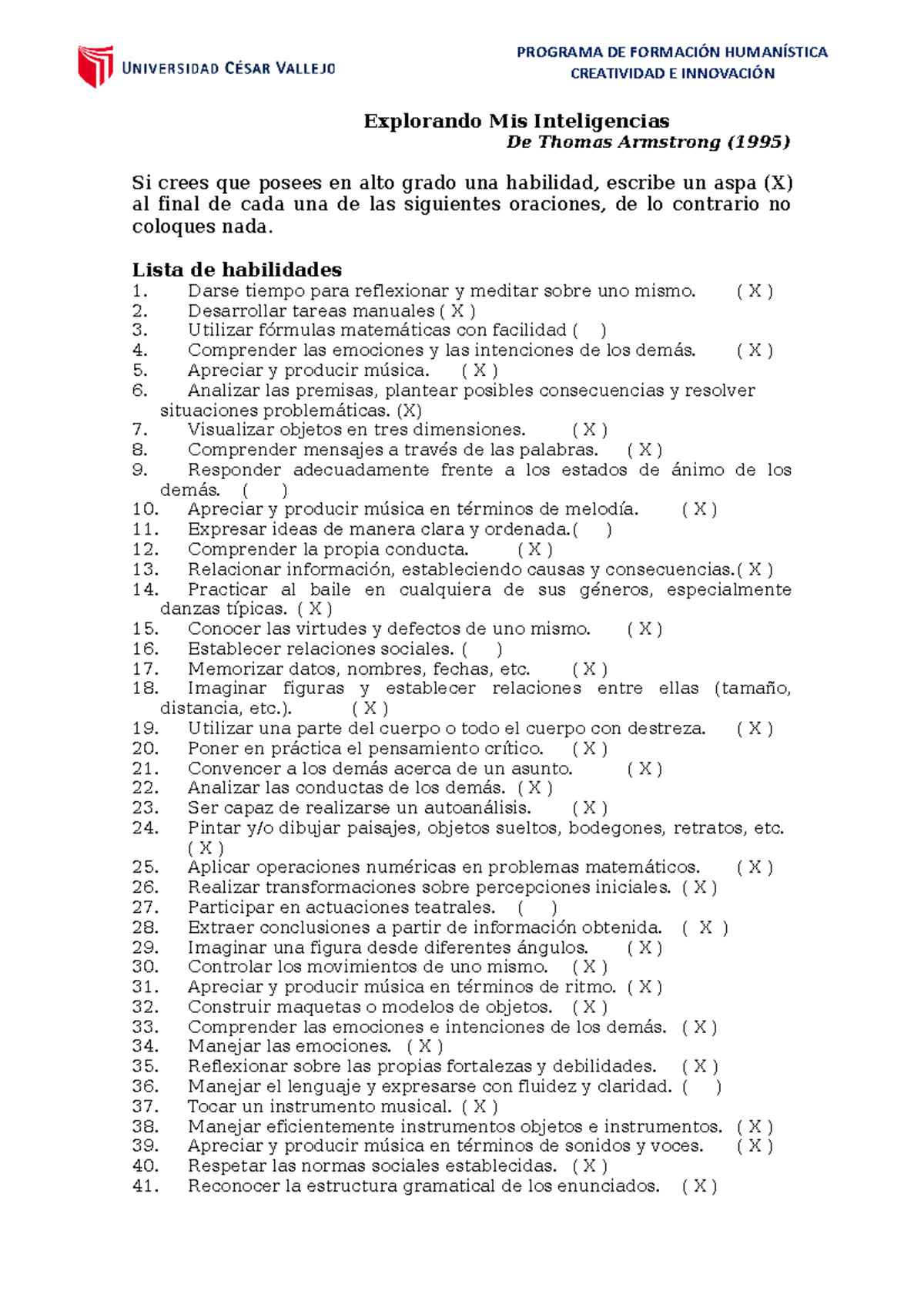 Cuestionario Explorando Mis Inteligencias - Explorando Mis Inteligencias De Thomas Armstrong ...