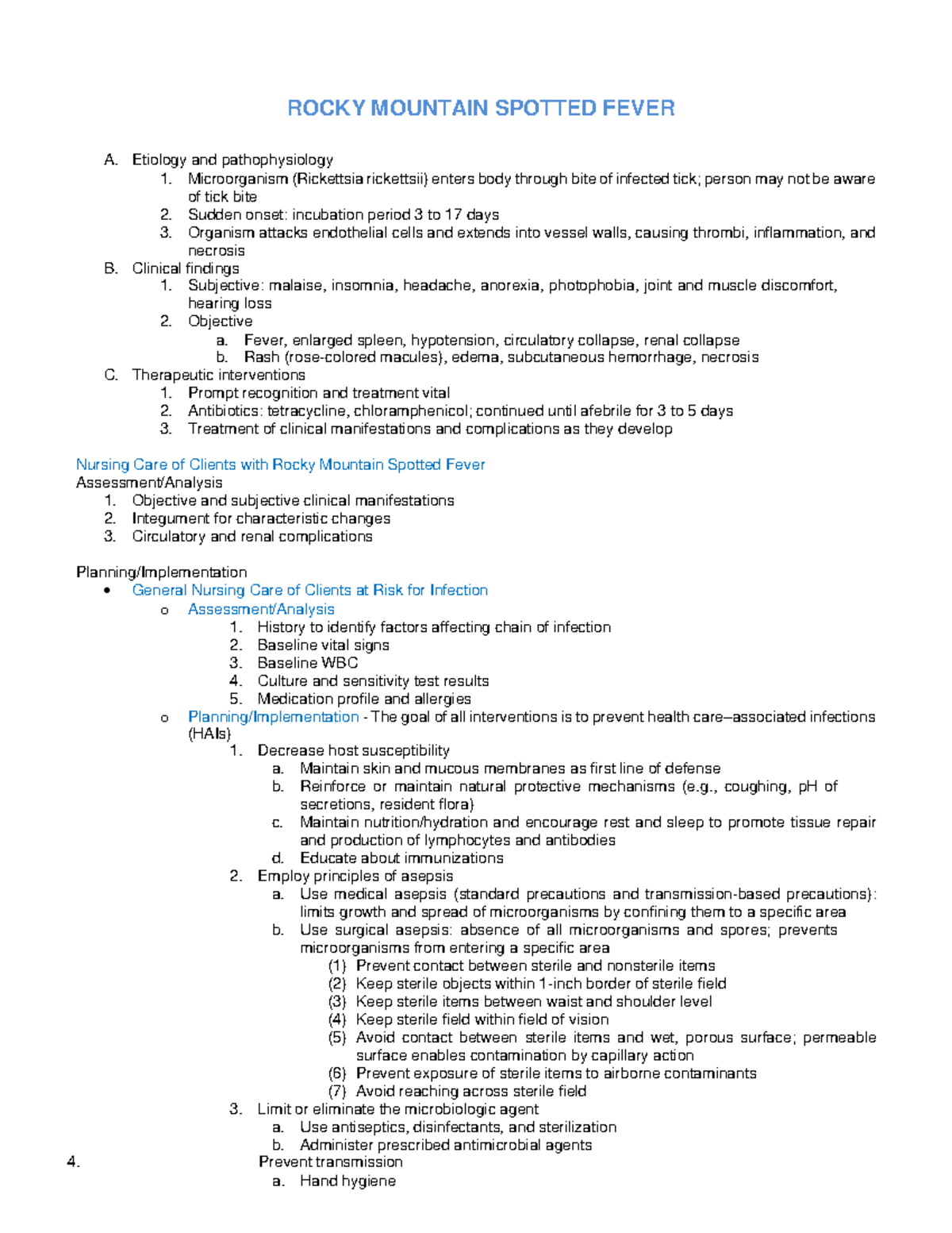 Lyme, Rocky Mountain - NUrsing Note - ROCKY MOUNTAIN SPOTTED FEVER A ...
