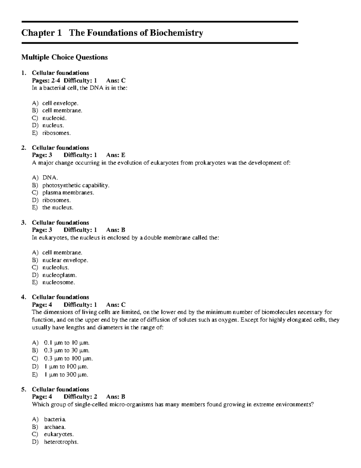 Chapter 1 - biochemistry 7th - Multiple Choice Questions 1. Cellular ...
