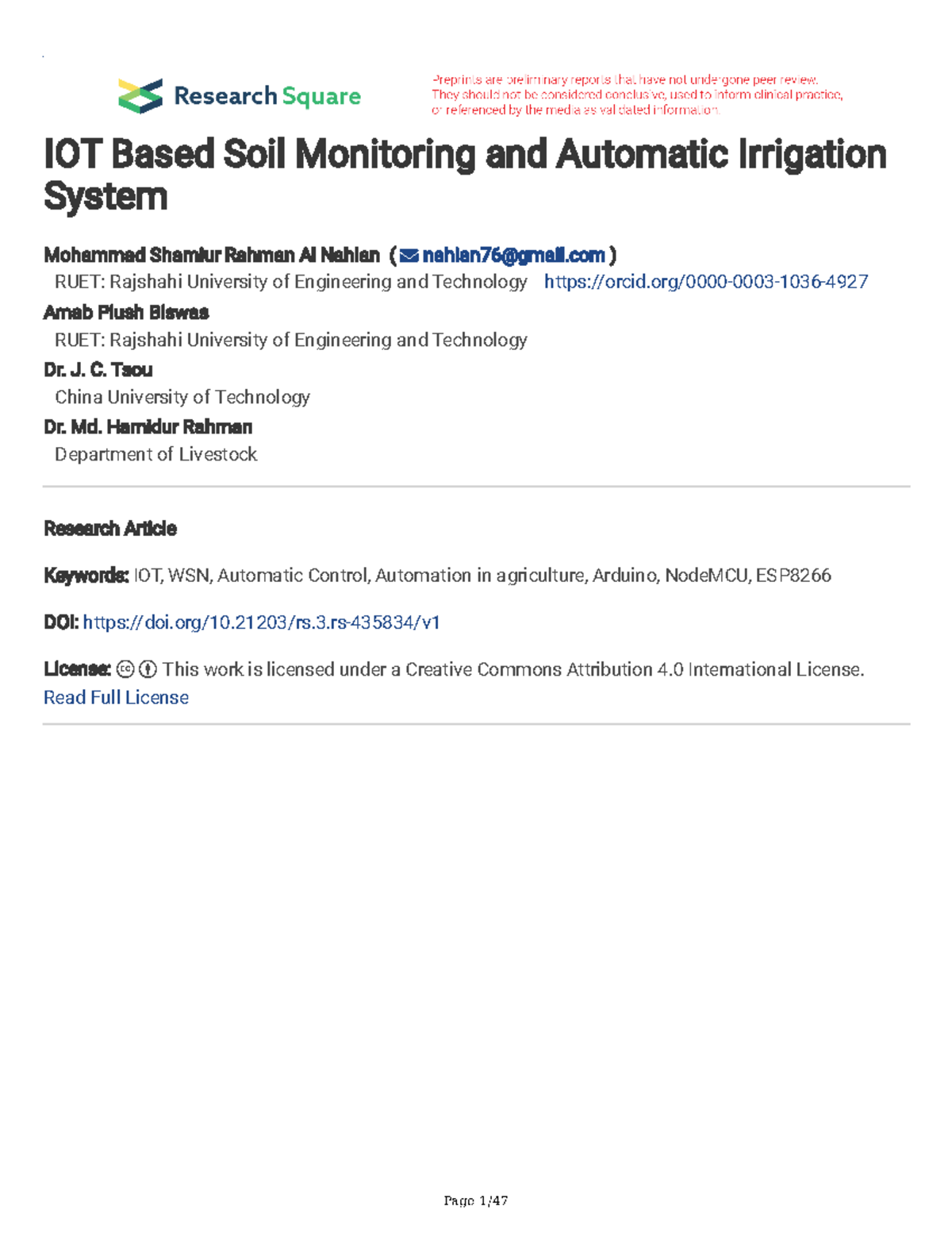IOT Based Soil Monitoring and Automatic Irrigation - IOT Based Soil ...
