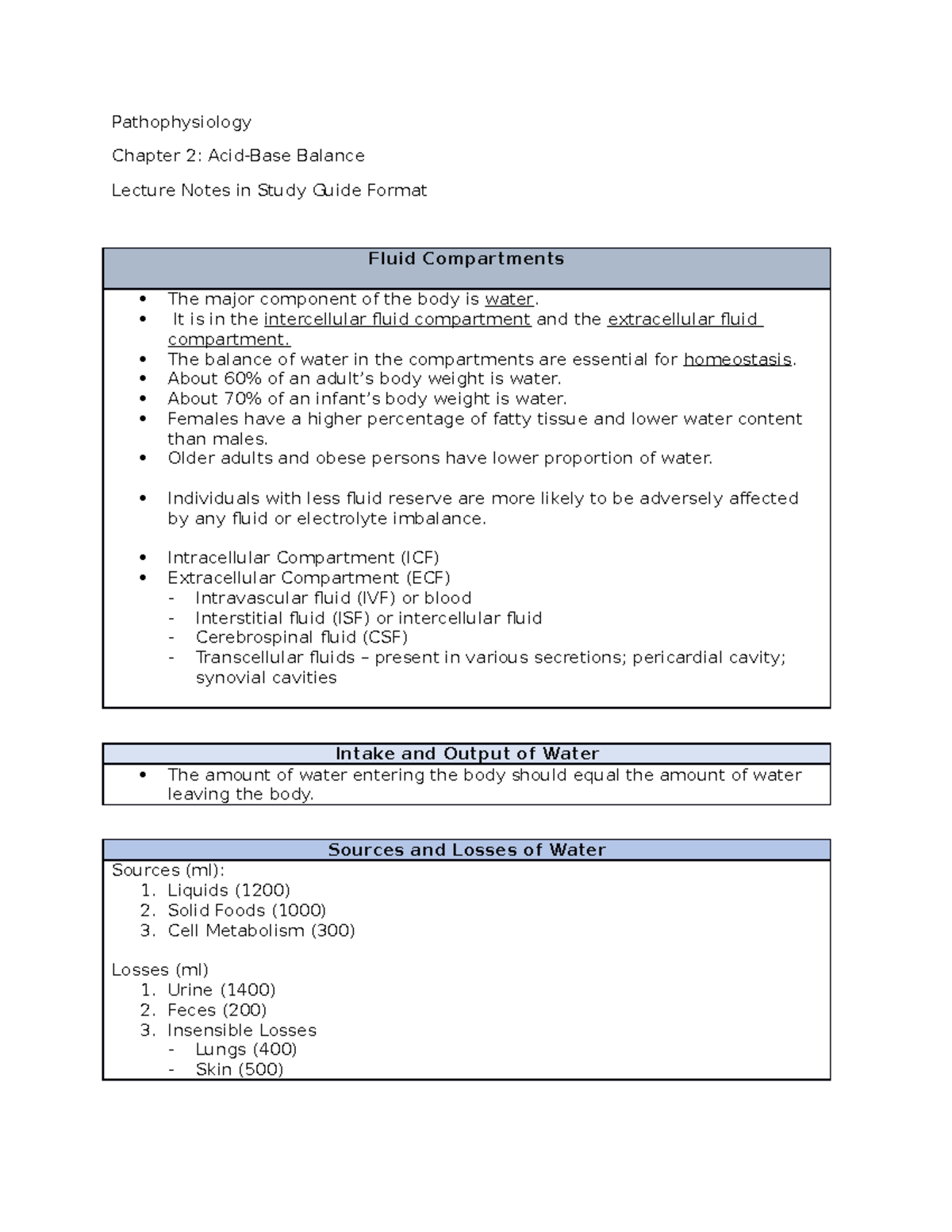 Pathophysiology Acid-Base Balance - Pathophysiology Chapter 2: Acid ...