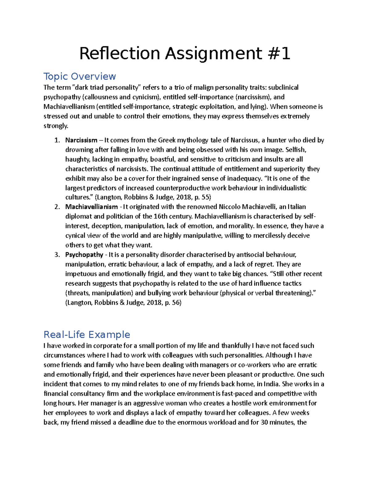 Reflection #1 - Reflection Assignment Topic Overview The term "dark ...