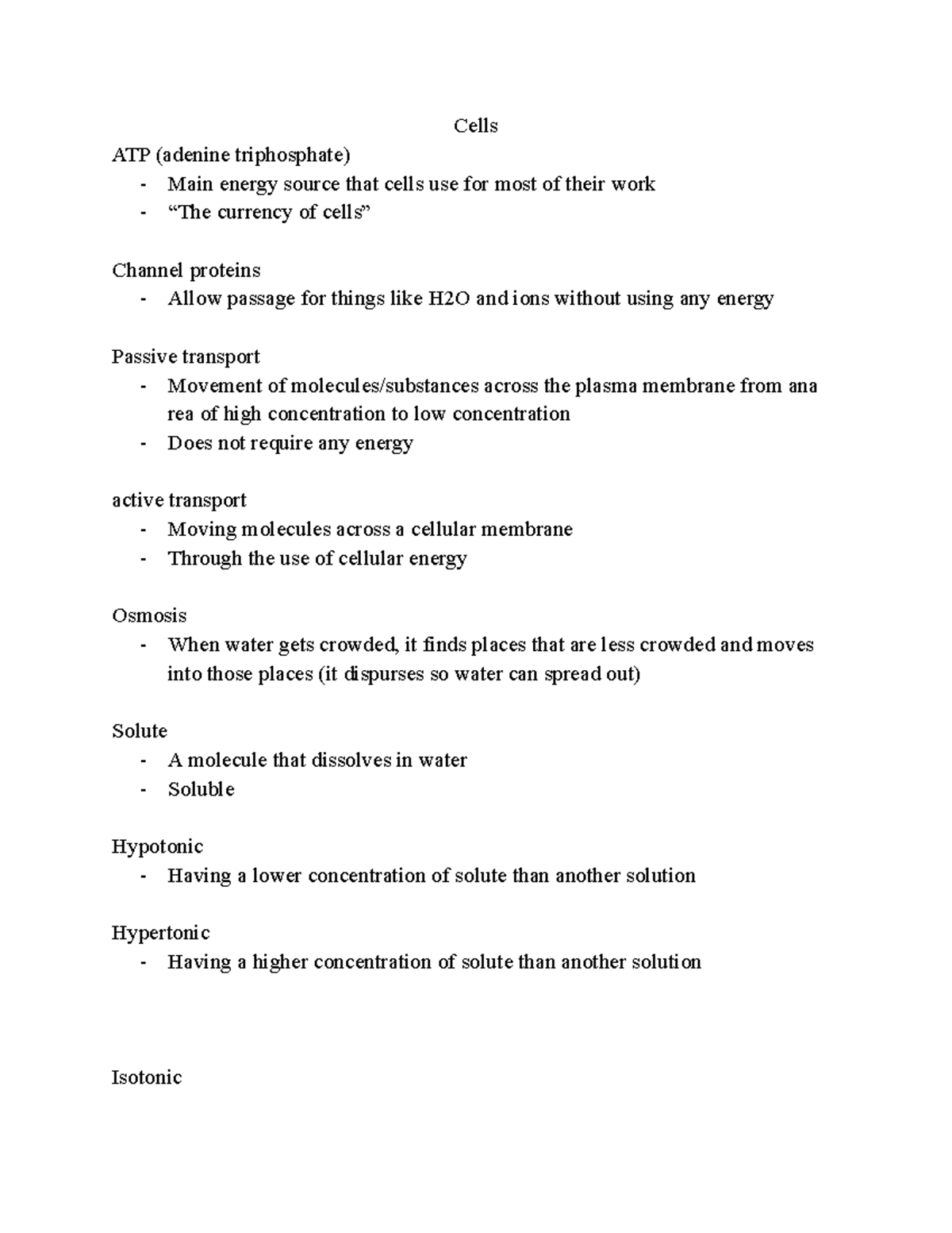 Cells-2 - biology - Cells ATP (adenine triphosphate) Main energy source ...