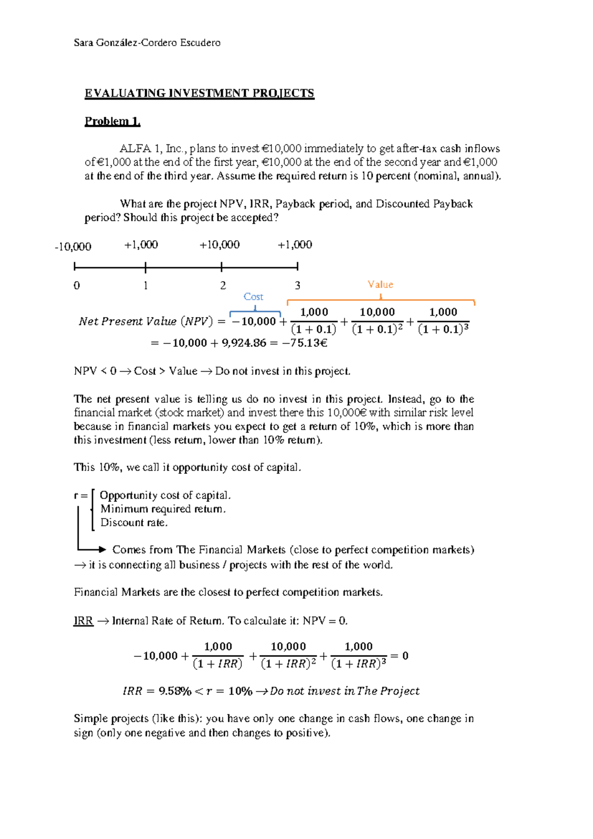 Unit 3 4- Problem 1 2 solved - EVALUATING INVESTMENT PROJECTS Problem 1 ...