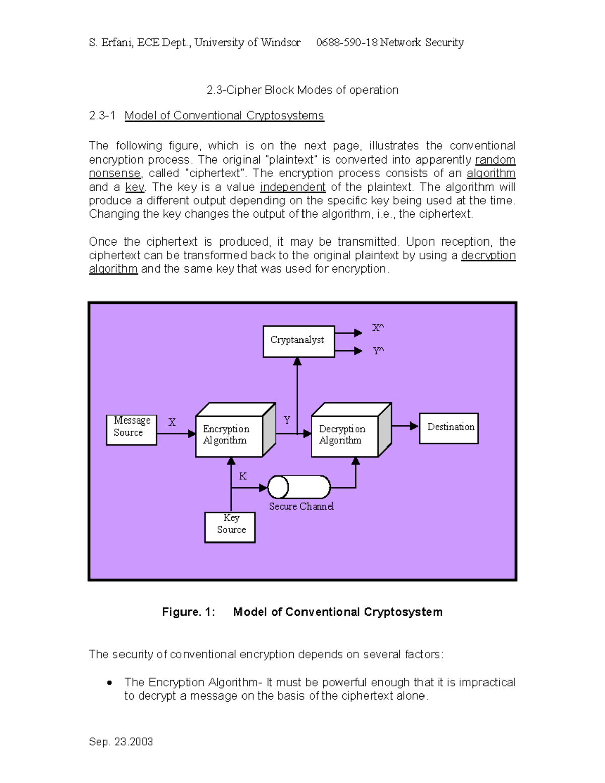 Chap2-Part1 Model of Conventional Encryption - 2-Cipher Block Modes of ...