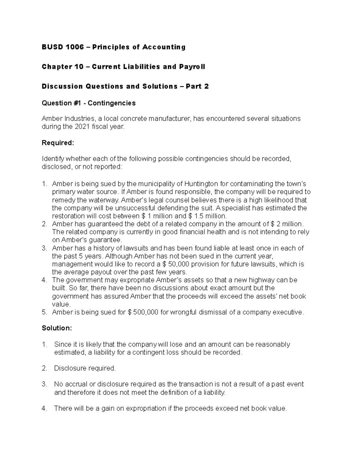 BUSD 1006 - Chapter 10 - Discussion Questions and Solutions - Part 2 ...