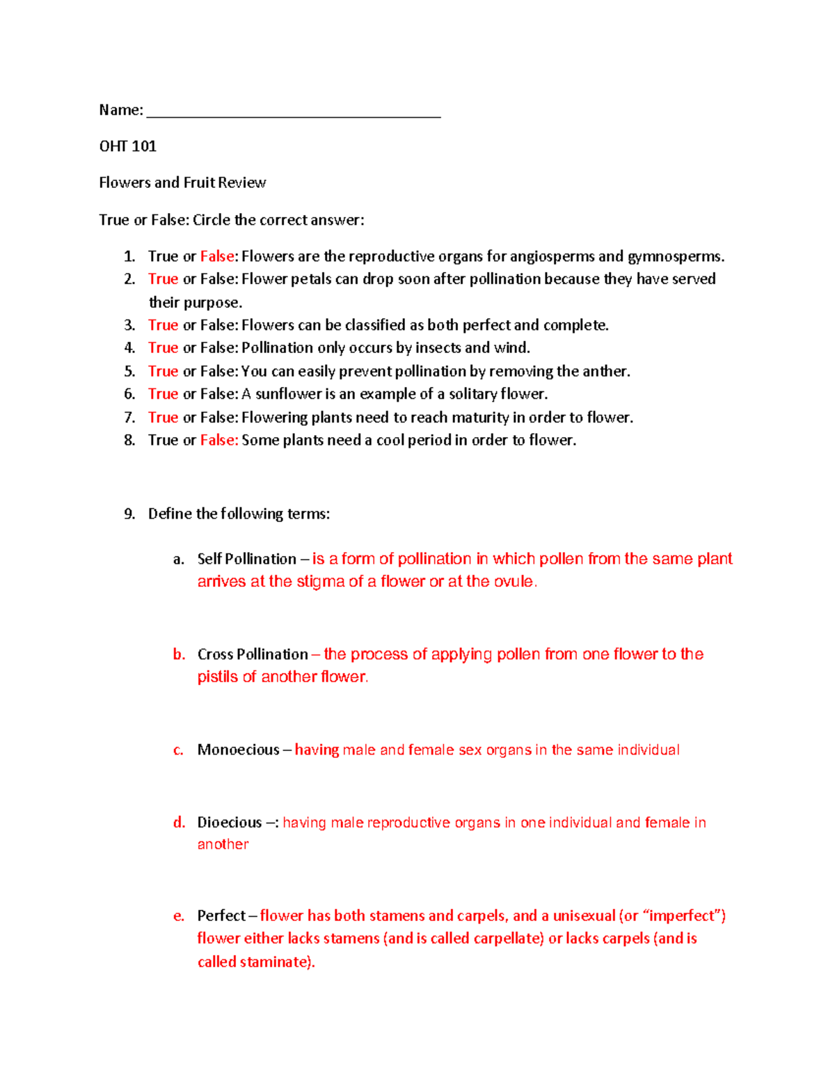 OHT 101 Unit 2 - OHT 101 Unit 2 - Name ...