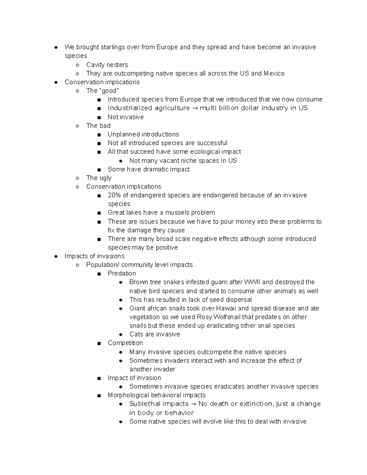 Introduced Species - Detailed notes from this lecture - We brought ...