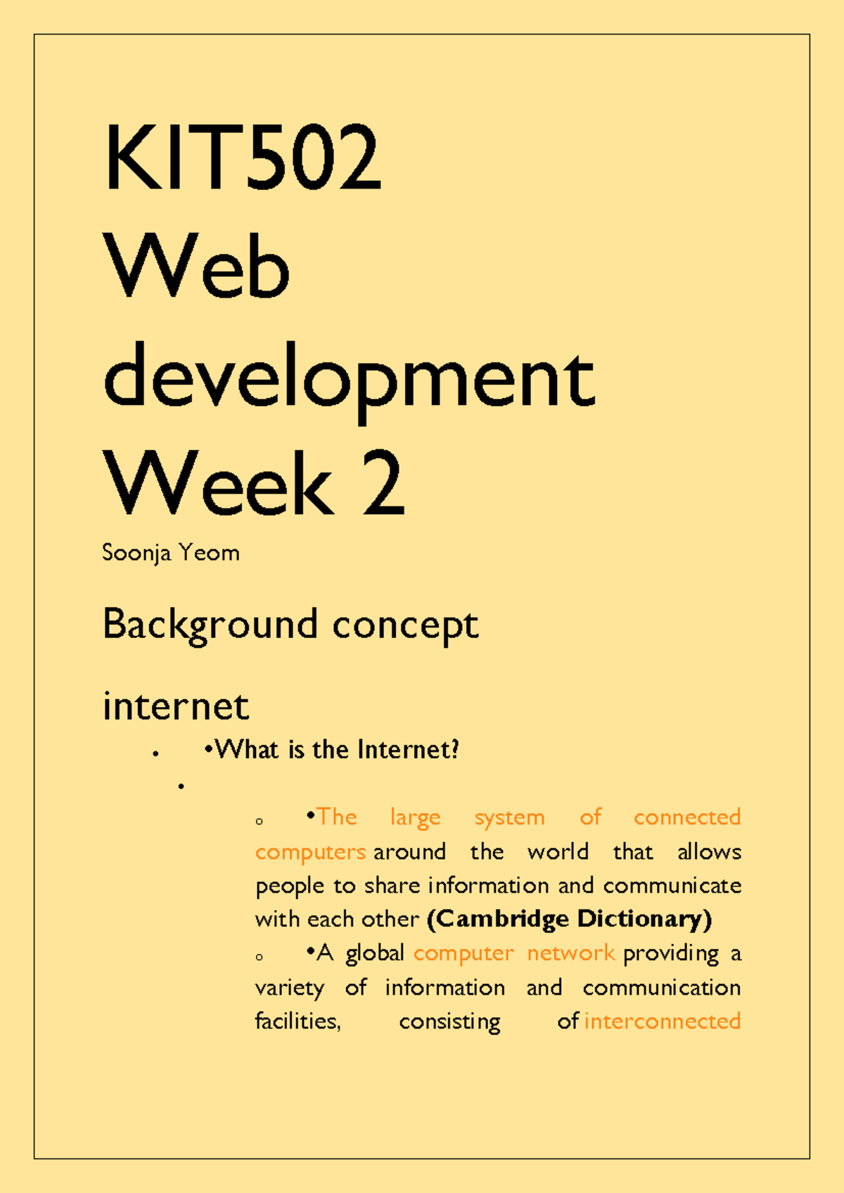 KIT502 Lecture NOTE WEEK 2 PART 1 WEB Development - KIT Web development Week 2 Soonja Yeom - Studocu