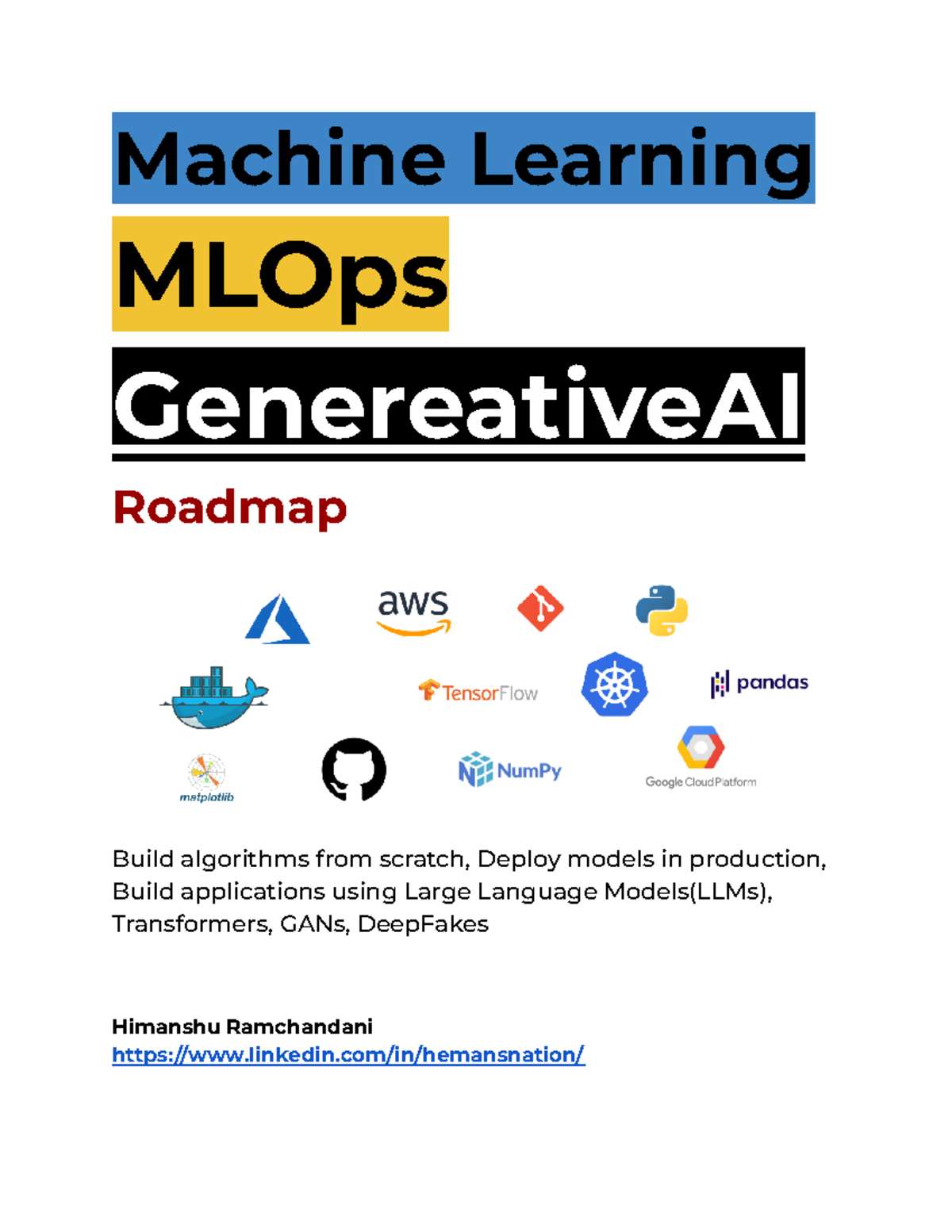 Machine Learning, MLOps, Generative AI Roadmap - Machine Learning MLOps GenereativeAI Roadmap ...