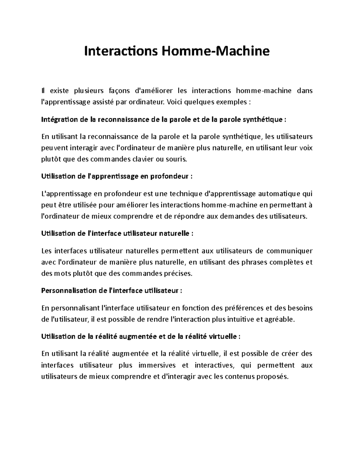 Interactions Homme Machine - Interactions Homme-Machine Il existe ...