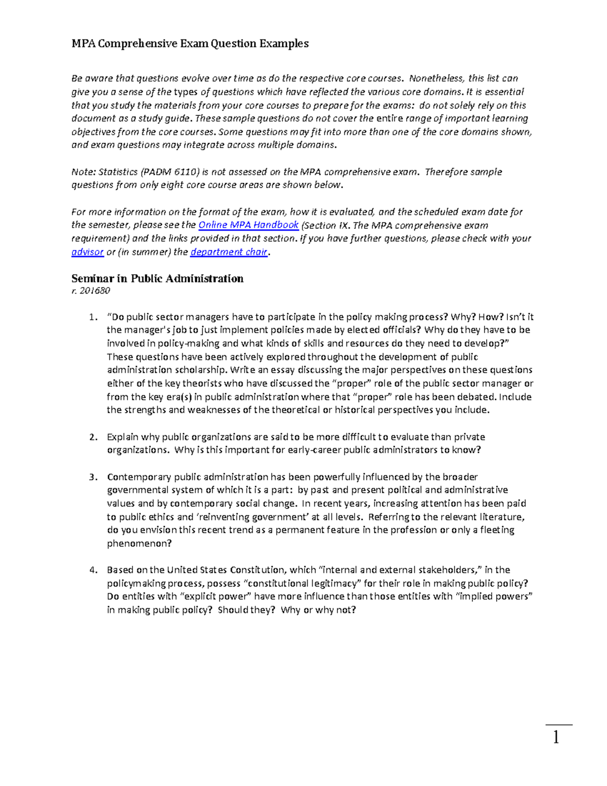 Fyi mpa comp exam questions - Be aware that questions evolve over time ...