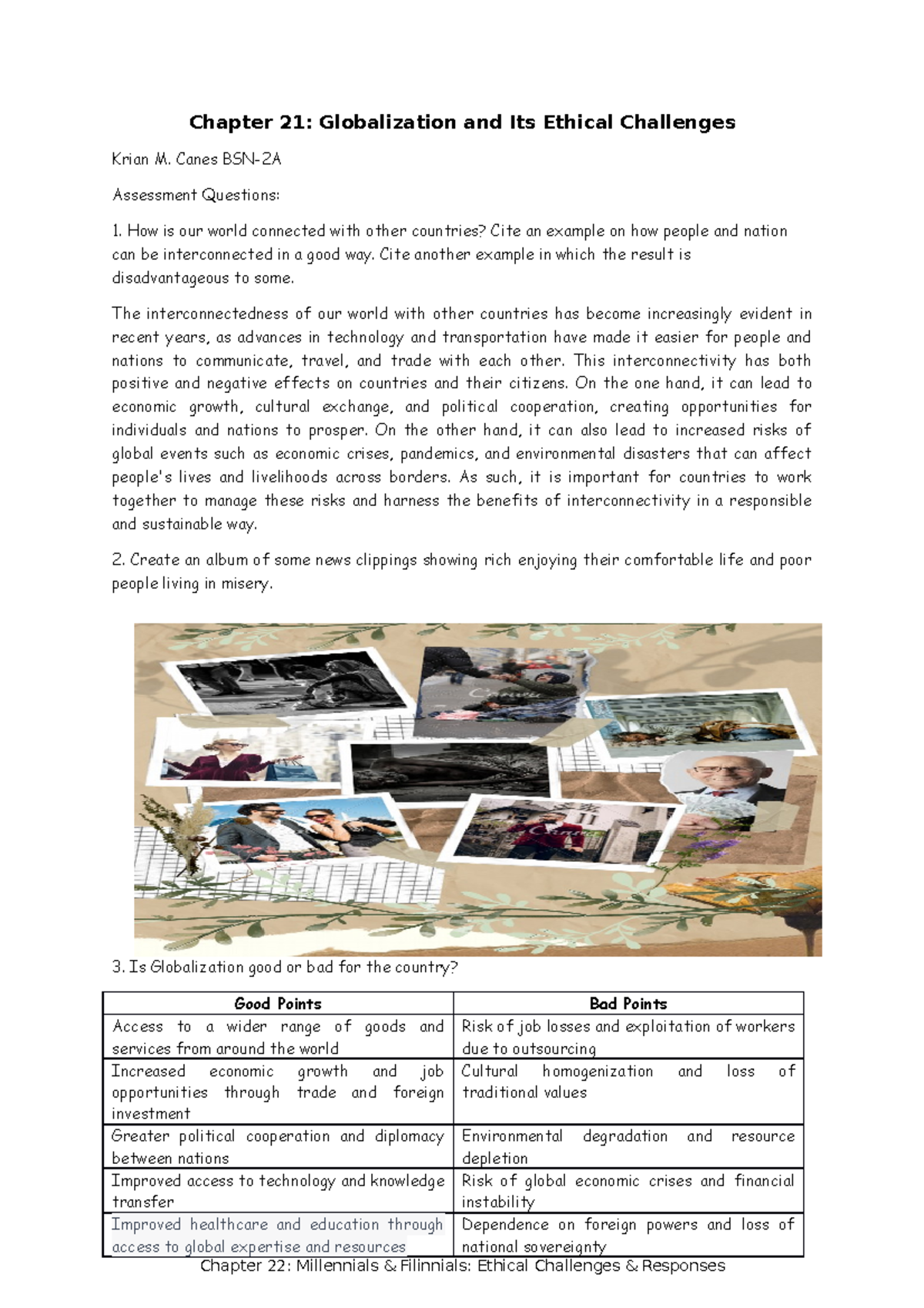 Chapter 21 - Ethics module - Chapter 21: Globalization and Its Ethical ...