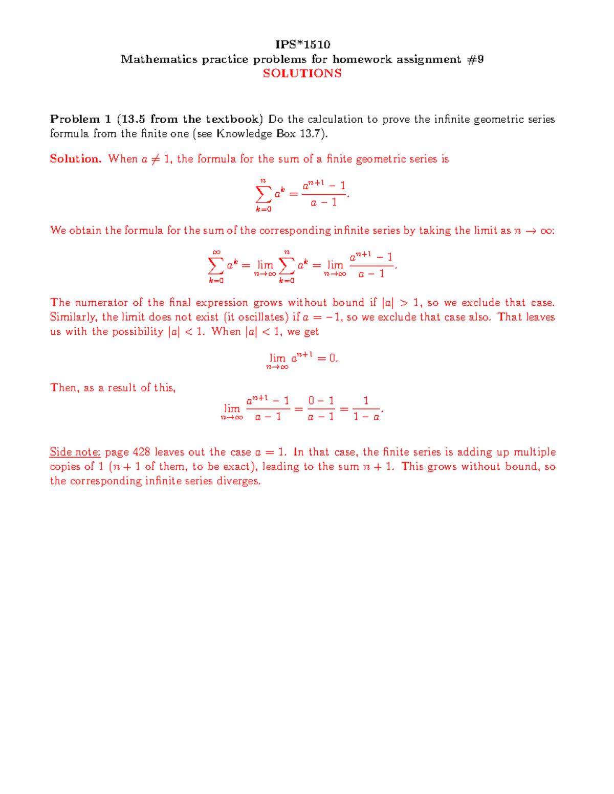 IPS1510 math hw9 practice solutions - IPS* Mathematics practice ...