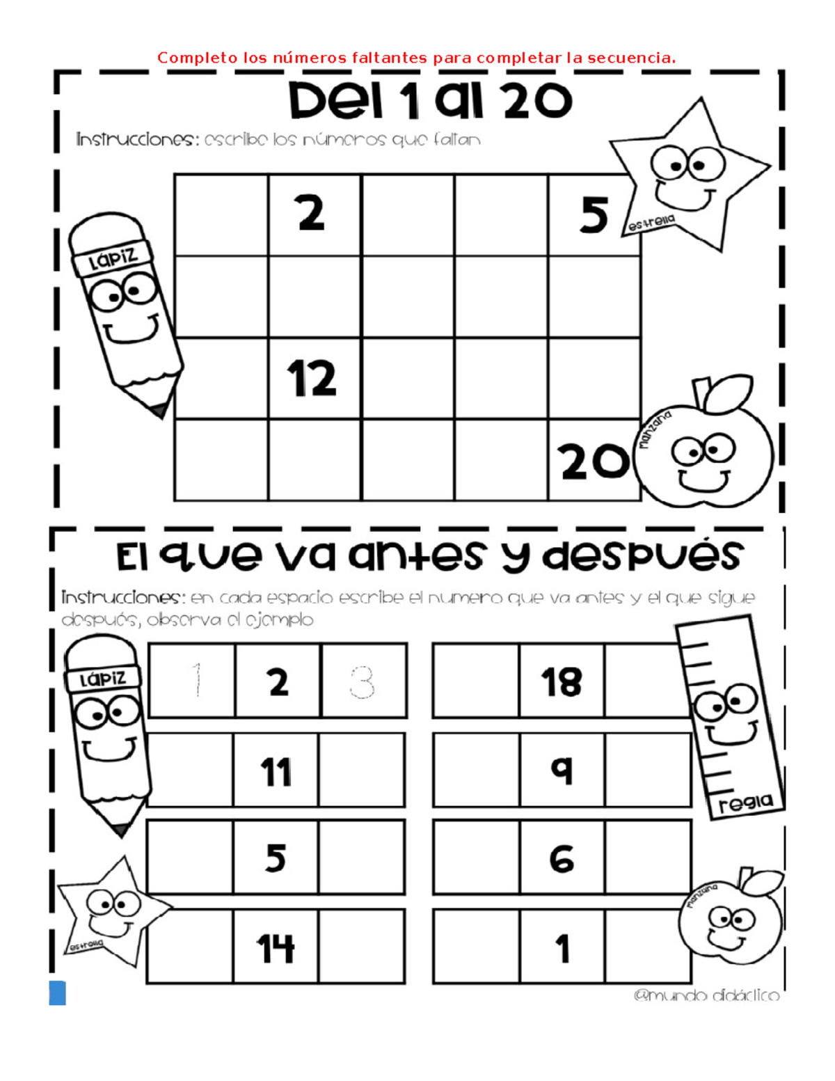 Anexo 25 - SDFVGSDF - matematicas basica - Completo los números ...