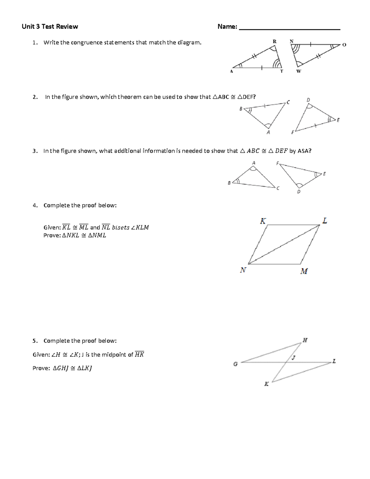 3 - idk - Unit 3 Test Review Name: ____________________________ Write ...