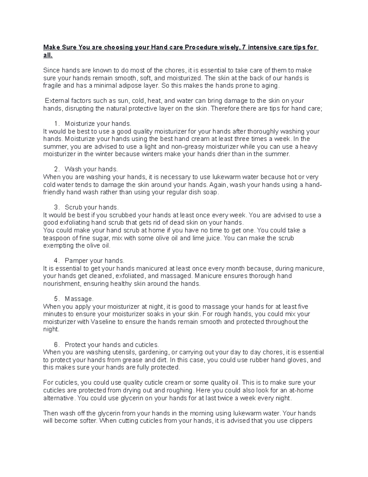 Hands - Make Sure You are choosing your Hand care Procedure wisely, 7 ...