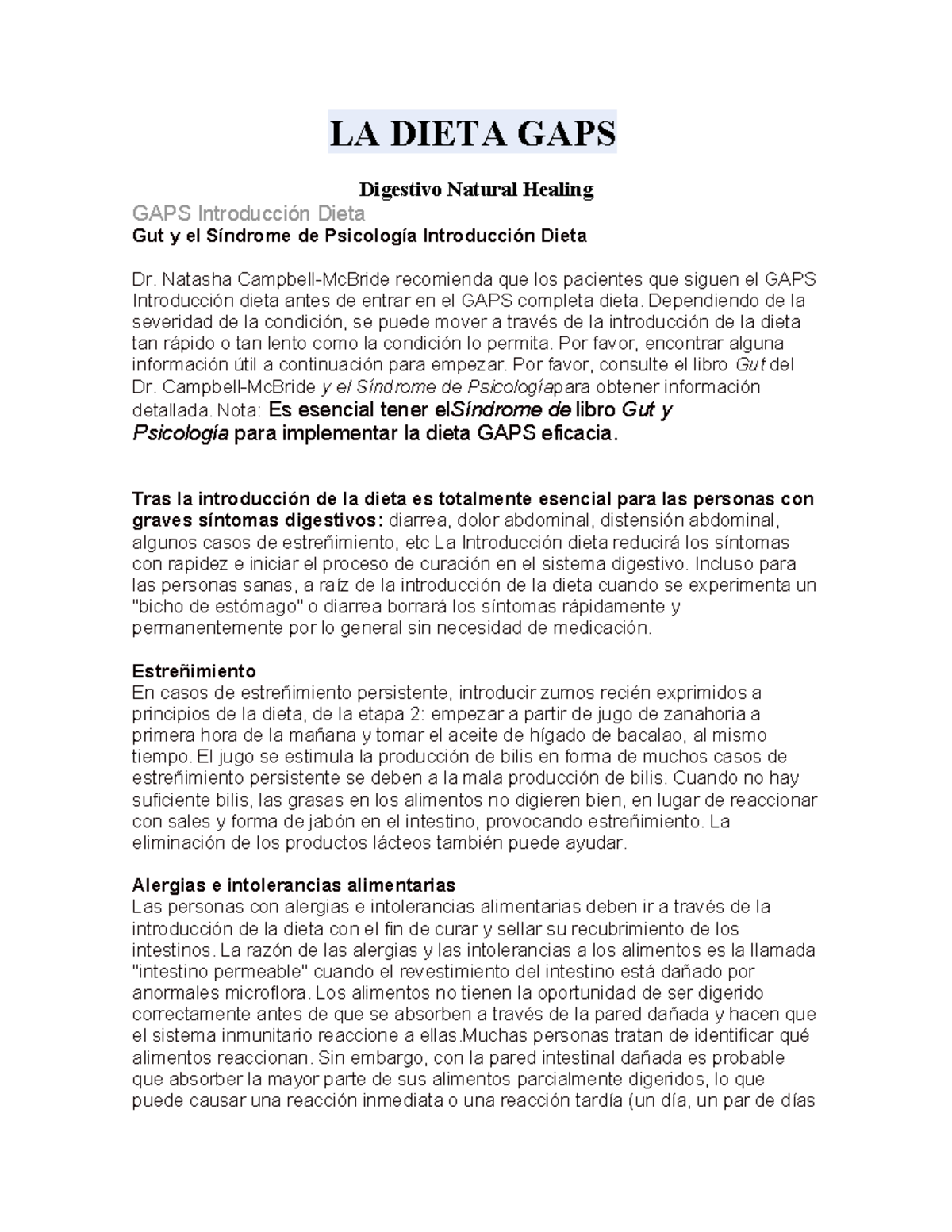 LA Dieta GAPS - no te ayuda en nada xde - LA DIETA GAPS Digestivo ...