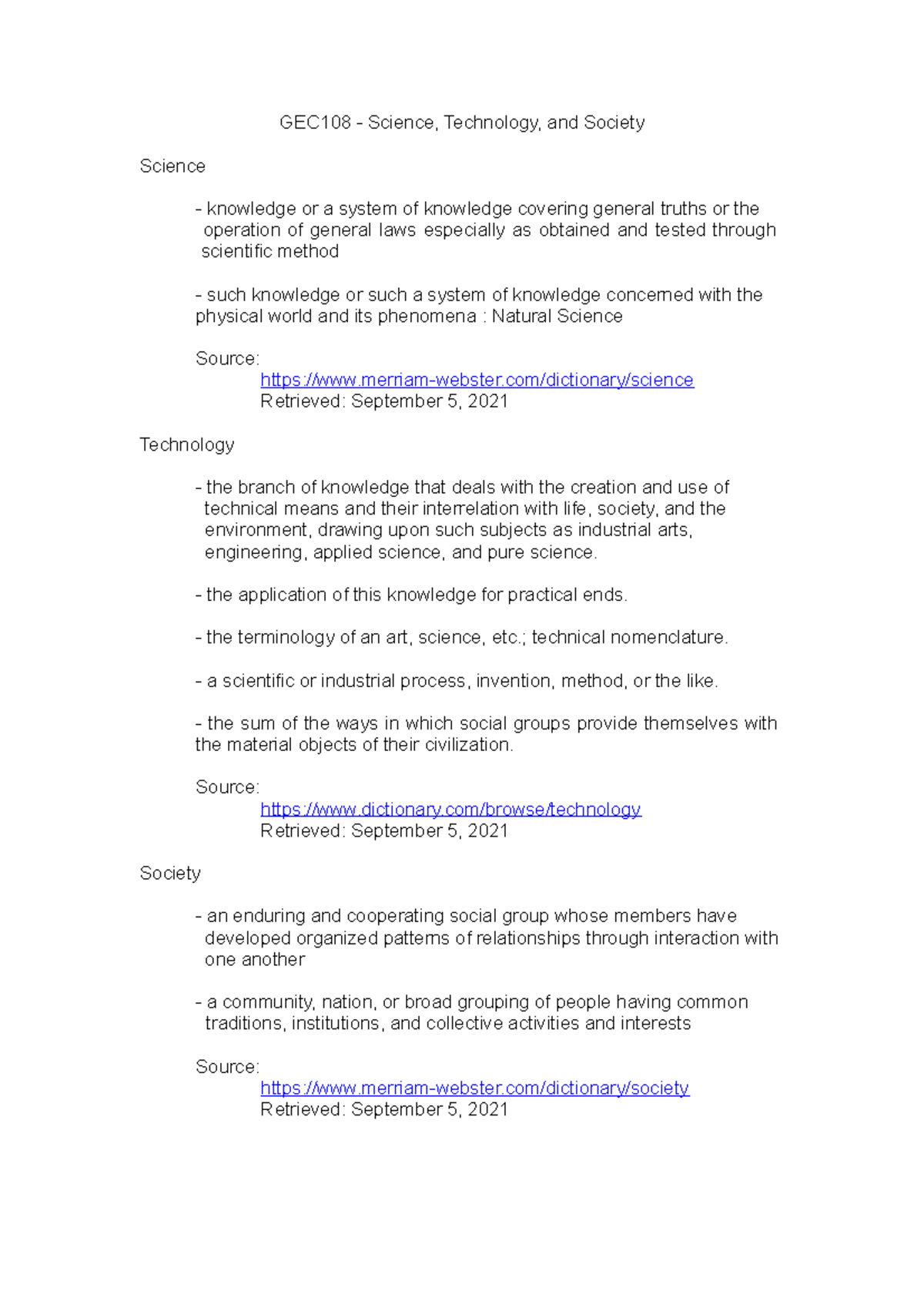 GEC-108-I - I hope it helps. - GEC108 - Science, Technology, and Society Science knowledge or a ...