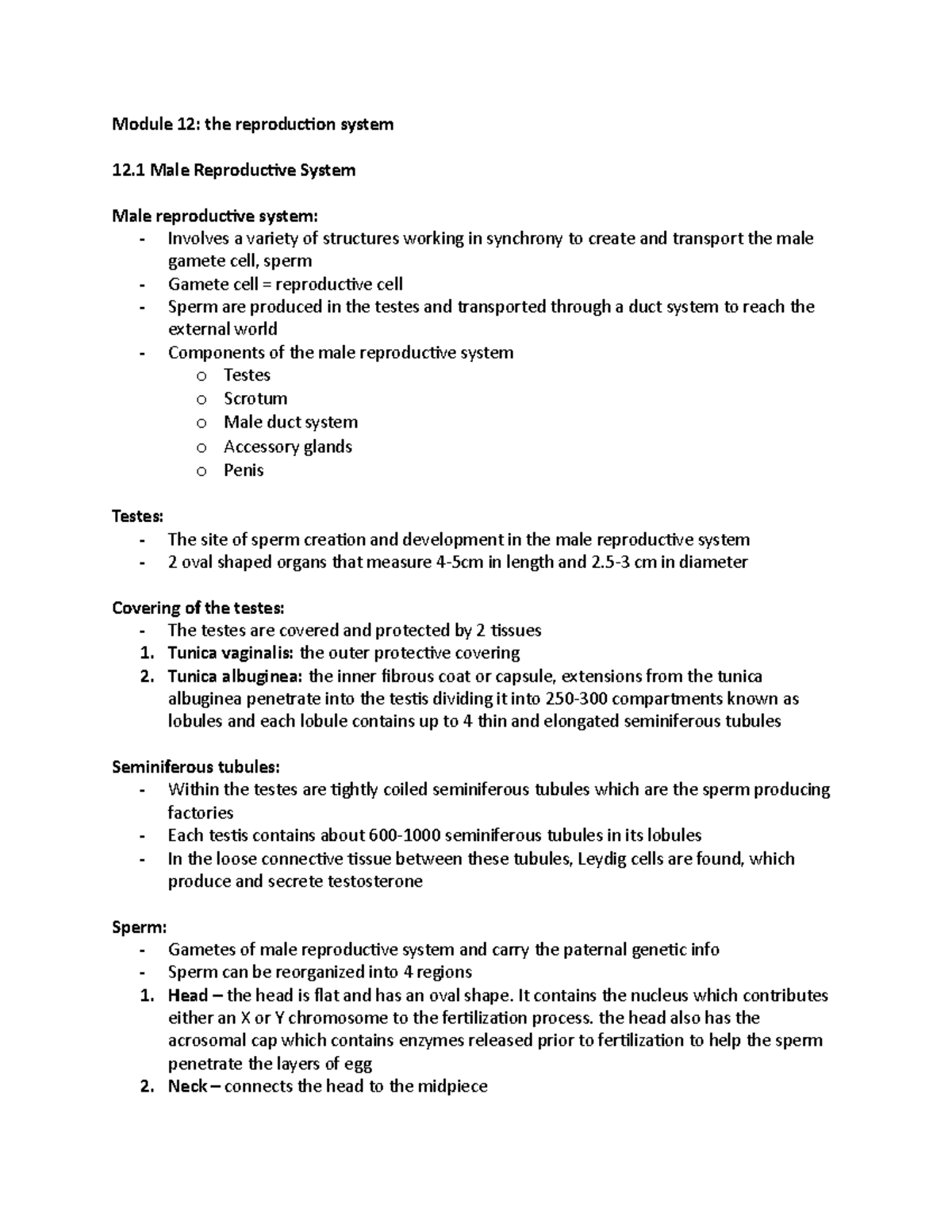Module 12 - Module 12: the reproduction system 12 Male Reproductive ...