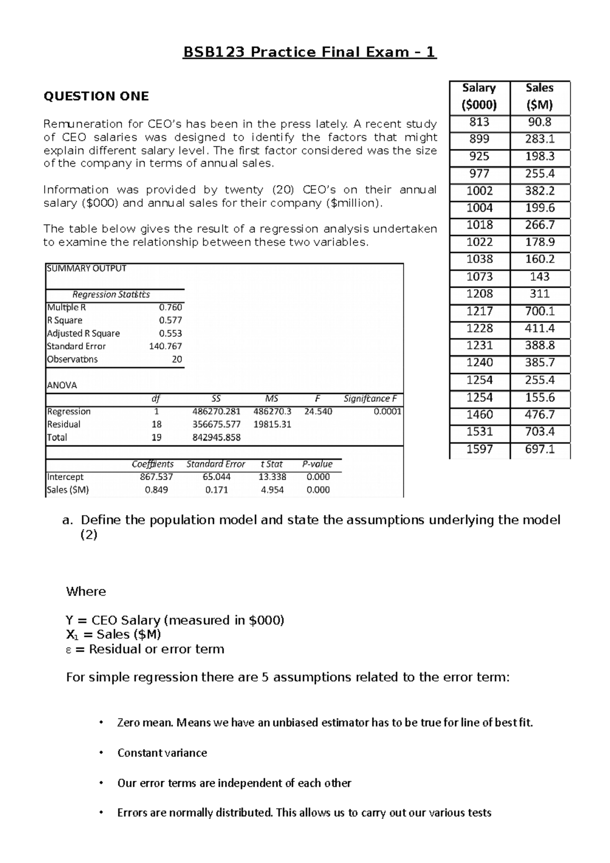Practice Final Exam 1 - Solutions - BSB123 Practice Final Exam – 1 ...