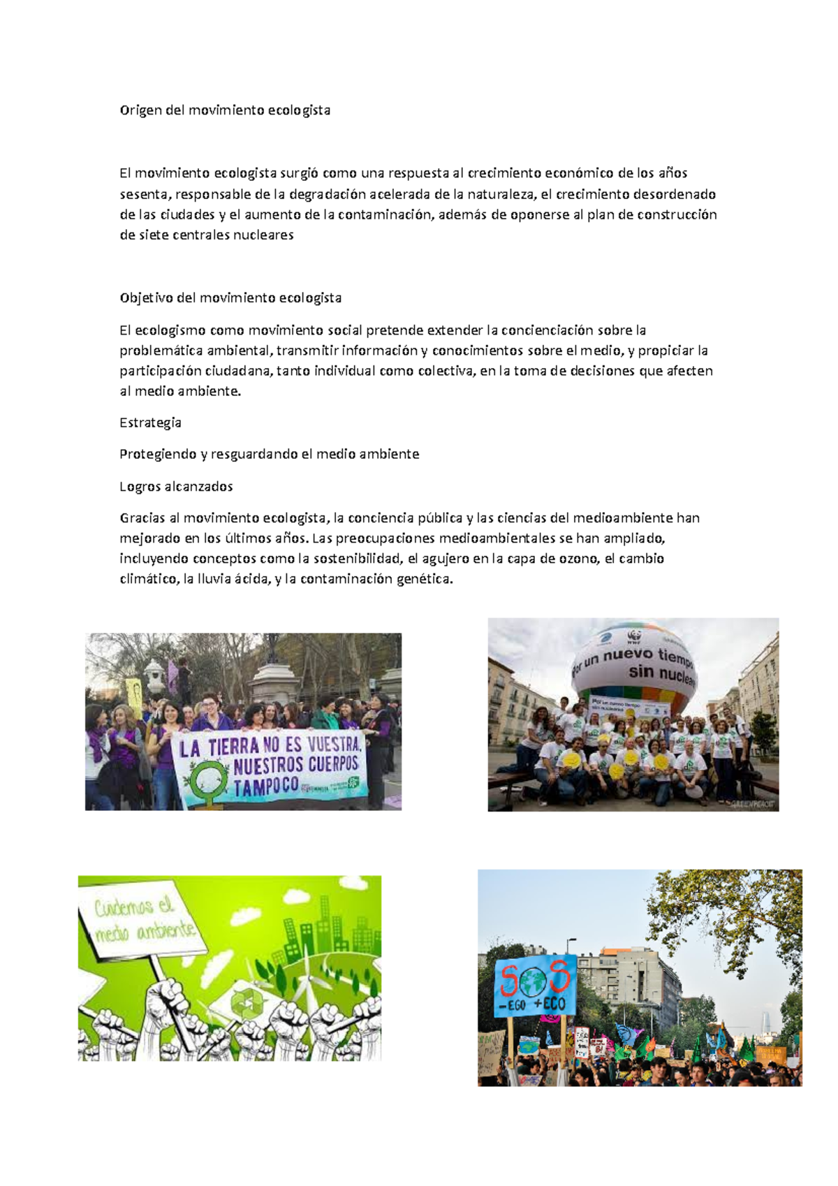 Origen del movimiento ecologista - Estrategia Protegiendo y ...