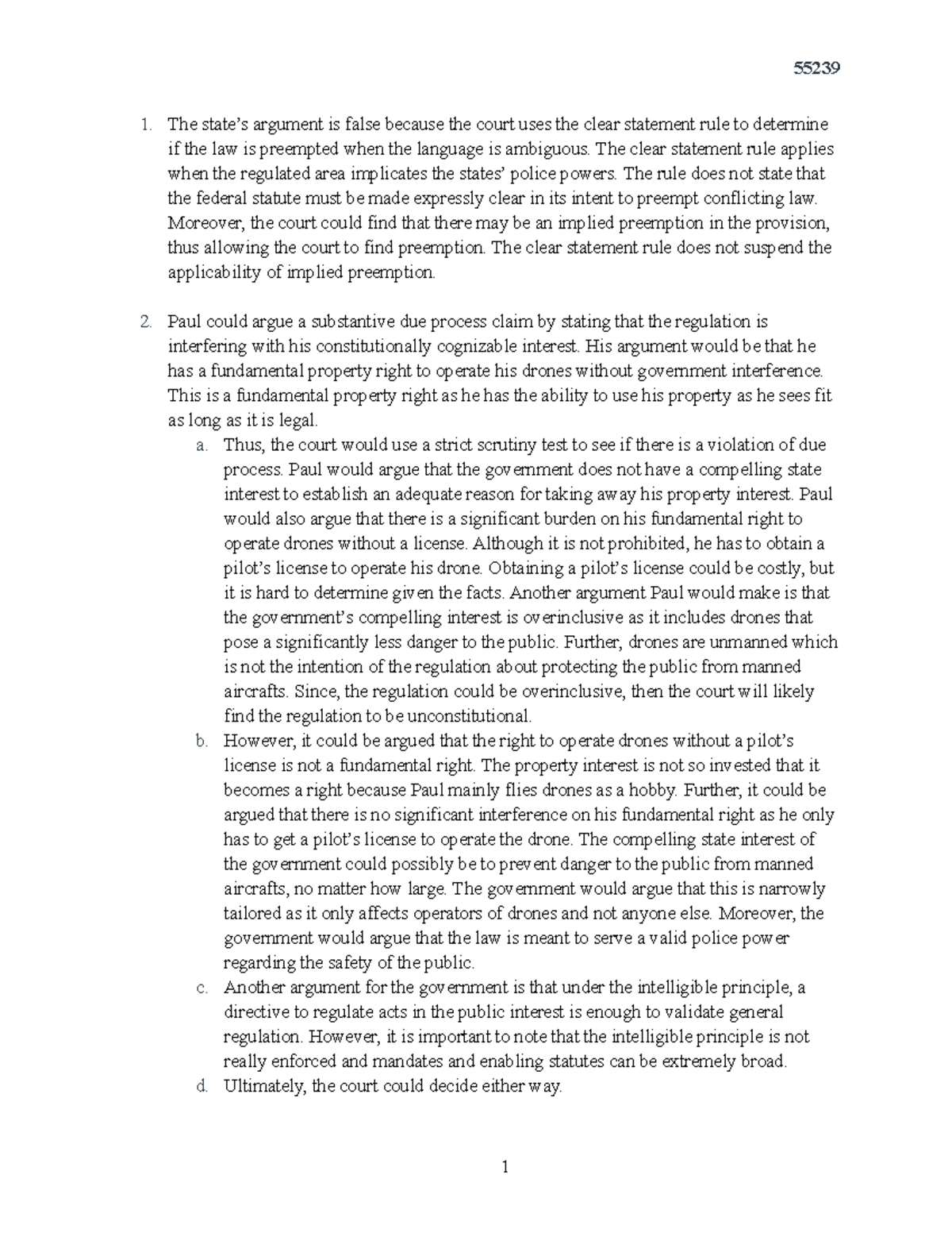 Cantu final answers - The state’s argument is false because the court ...