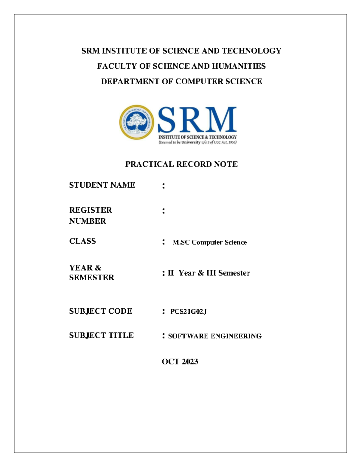 Software Front Page Srm Institute Of Science And Technology Faculty Of Science And Humanities