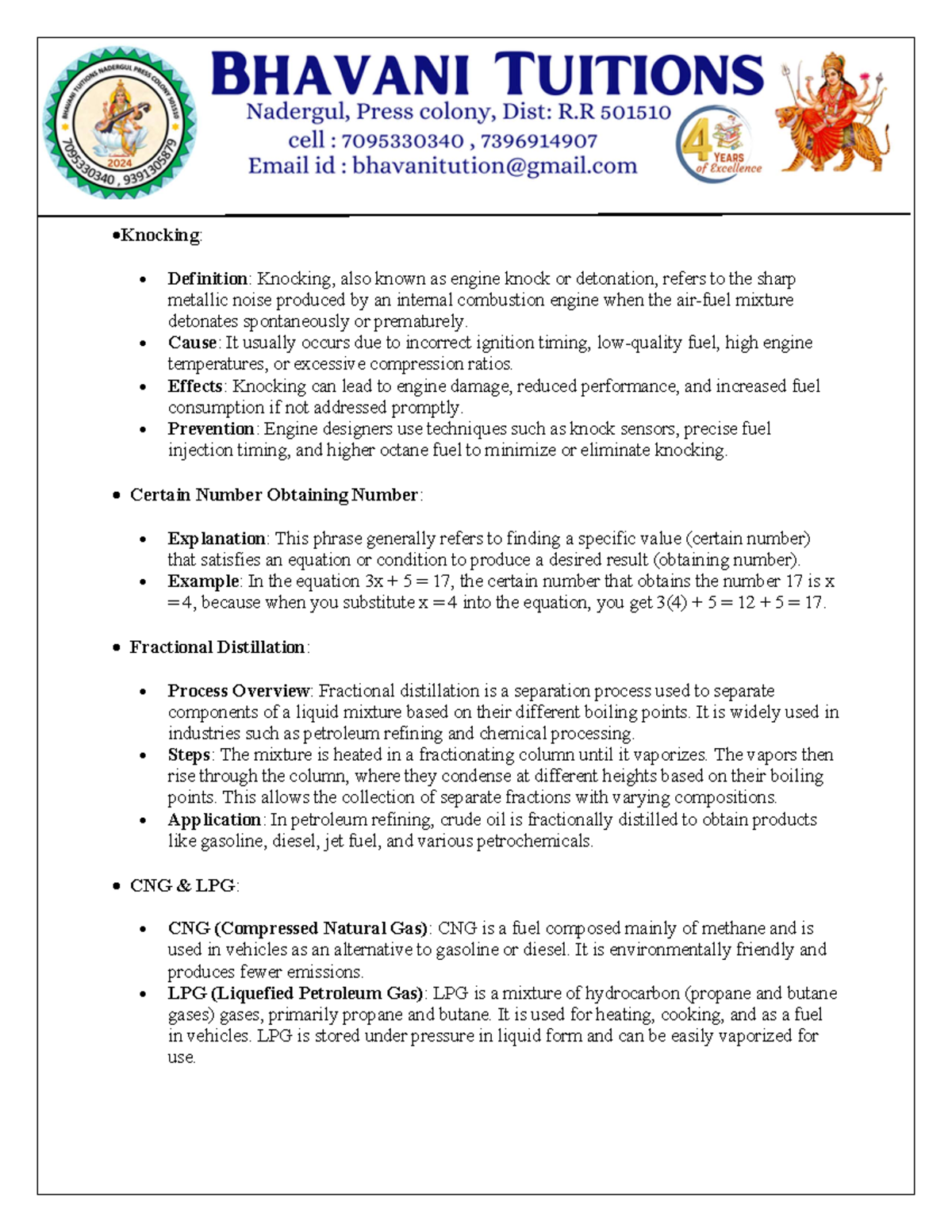Chemistry B.E Solutions - Knocking: Definition: Knocking, also known as ...