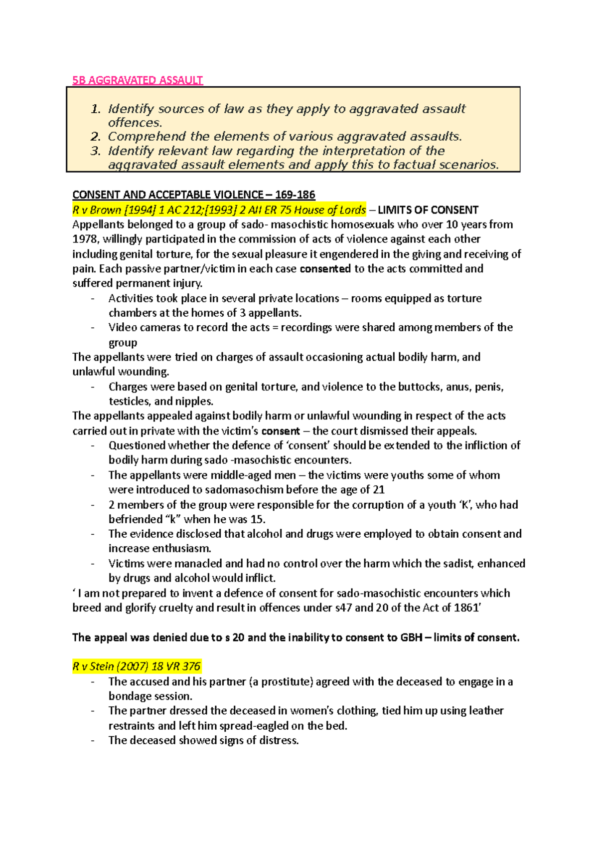 5B Aggravated Assault - criminal law notes - 5B AGGRAVATED ASSAULT ...