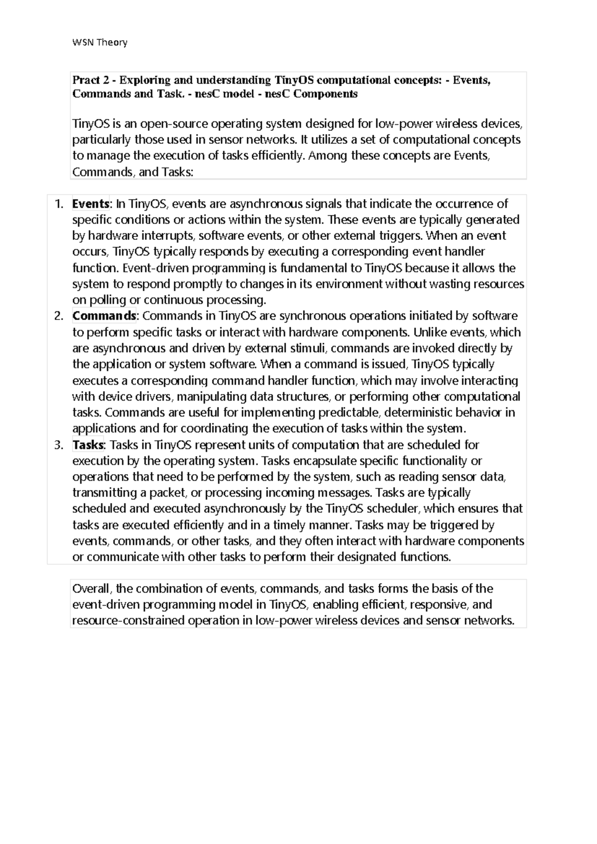 WSN Theory pract - 2,7,8,10 - Pract 2 - Exploring and understanding TinyOS computational ...