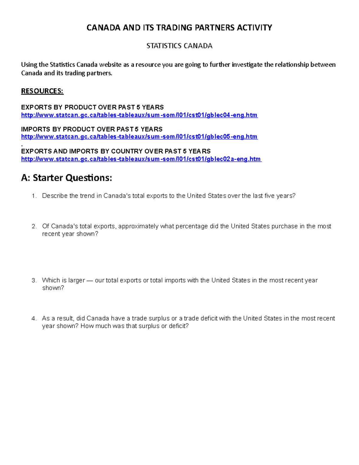._canada___its_trading_partner - CANADA AND ITS TRADING PARTNERS ...