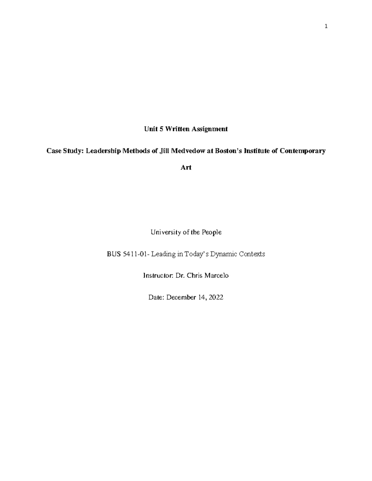 Unit 5- Written Assignment - Unit 5 Written Assignment Case Study ...