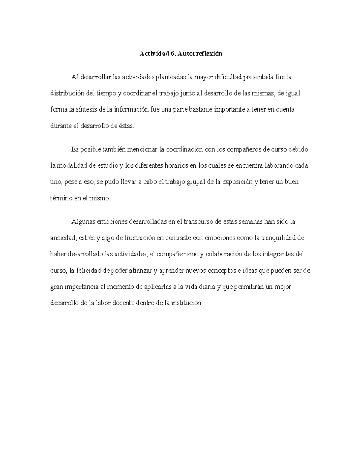 Actividad 6. Autorreflexión - Actividad 6. Autorreflexión Al ...