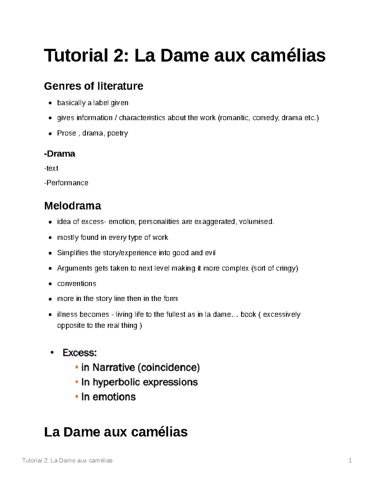 La Dame aux camélias - Dr. Hazra's lecture notes - Tutorial 2: La Dame ...