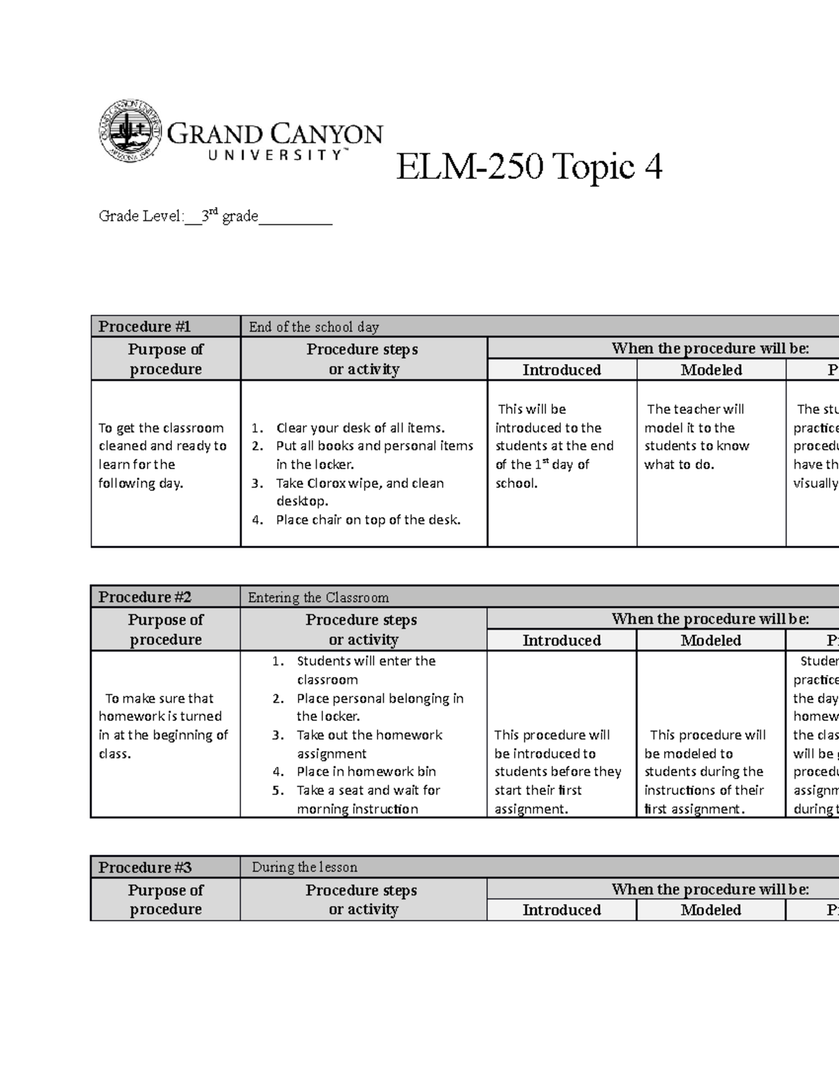 ELM 250 Rules, Reward SR - ELM-250 Topic 4 Grade Level:3rd grade ...