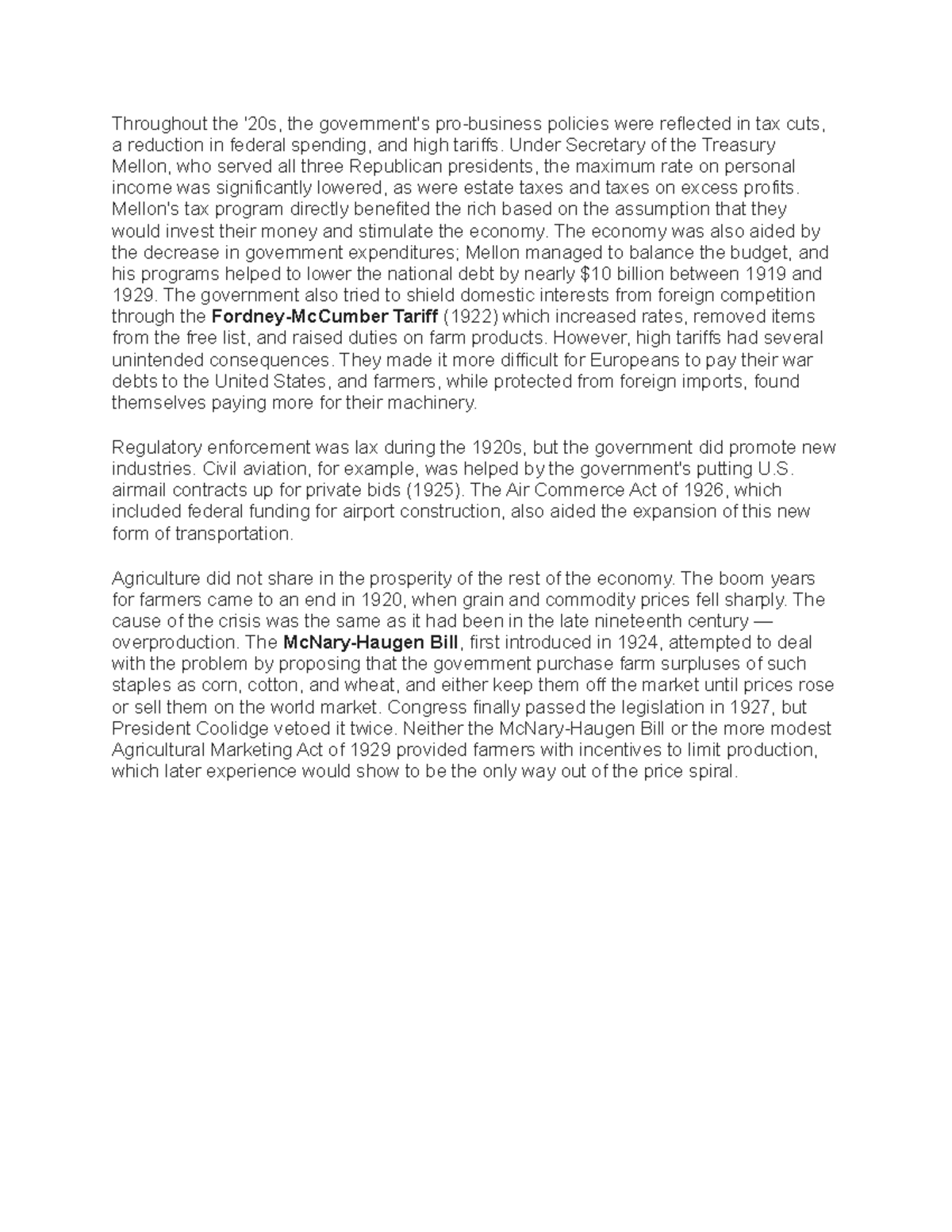 Wilson and the Domestic Economic Policy Peace Settlement - Throughout ...